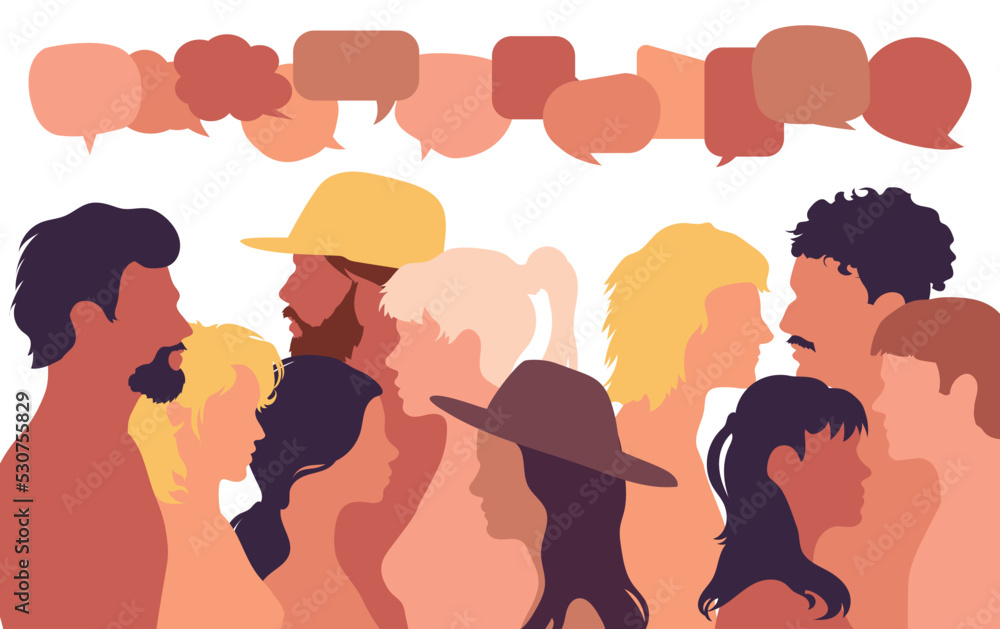 Vector Cartoon Characters With Speech Bubbles Expressing Opinions