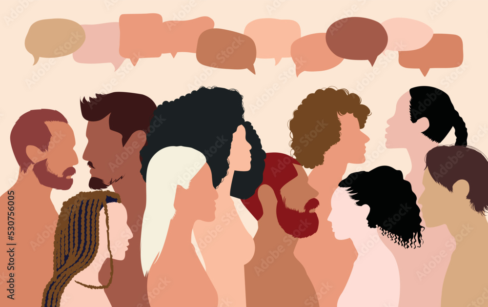 Communication text. Speech bubble. People conversing and sharing ideas ...