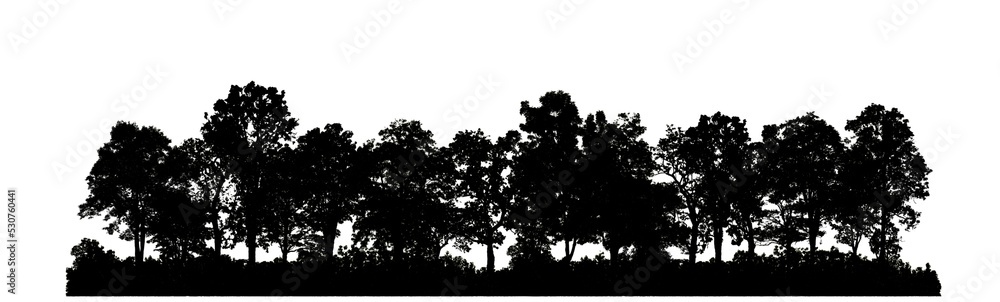 Silhouette tree brush design on transparent .background, illustrations ...