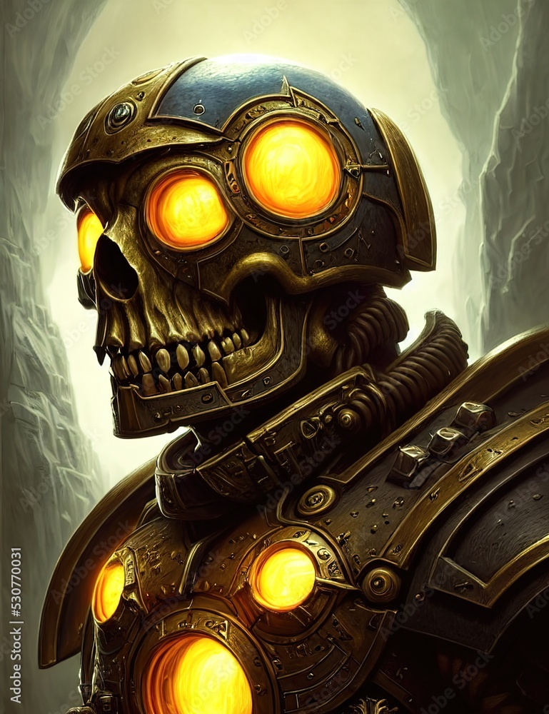 Skeleton warrior skull of evil from hell, surrealism fantasy scary ...