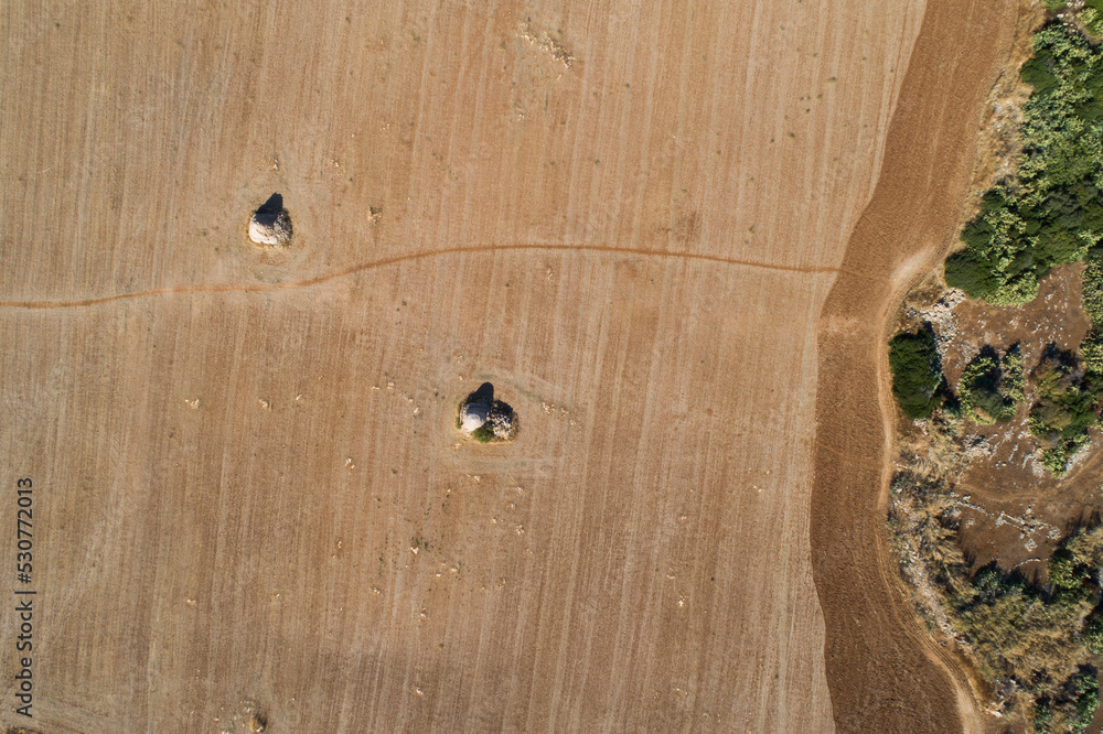 Aerial view of Trulli, a traditional Apulian dry stone hut with a ...
