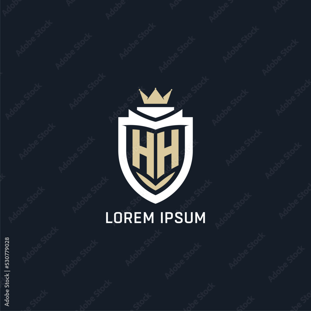 Initial letter HH shield and crown logo style, esport team logo design ...
