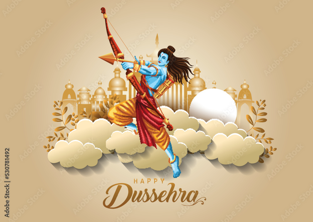 Happy Dussehra festival of India. of Lord Rama killing Ravana. vector ...