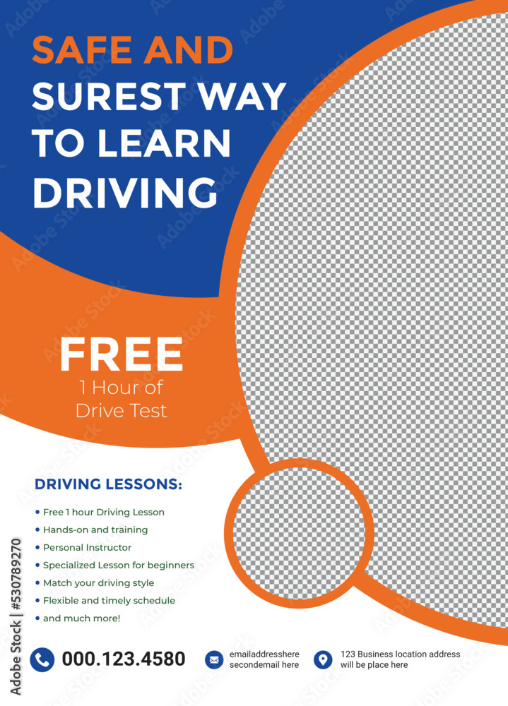 Driving school flyer design. Drive teaching poster flyer leaflet ...