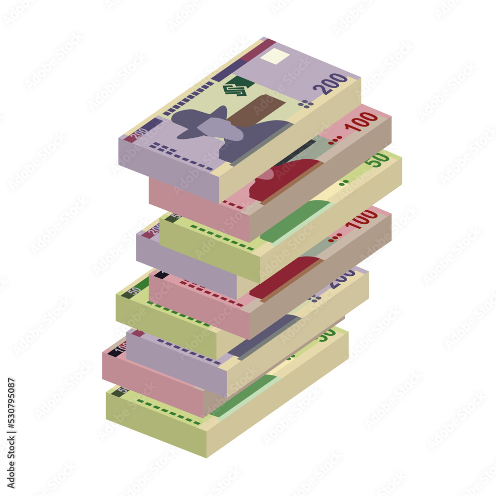 Namibian Dollar Vector Illustration. Namibia money set bundle banknotes ...