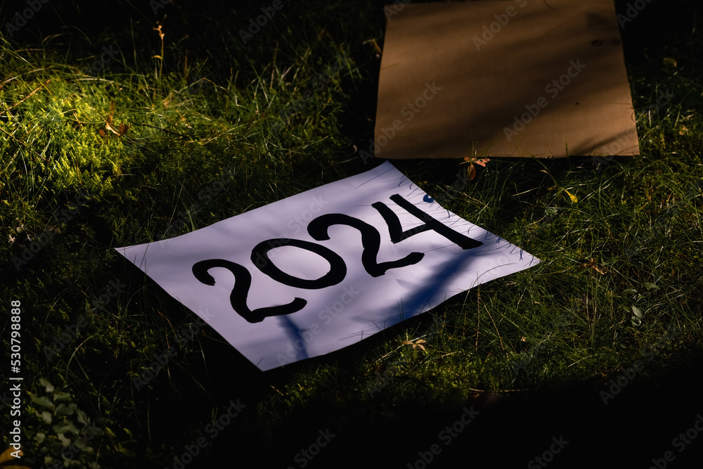HAPPY NEW YEAR 2024 - white paper plate with the inscription - 2024 ...