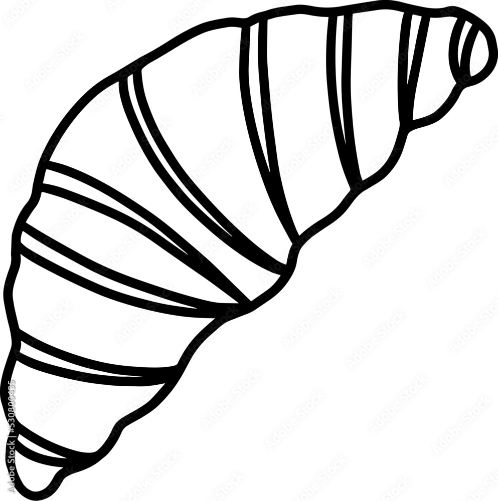 croissant line drawing outline Stock Vector | Adobe Stock