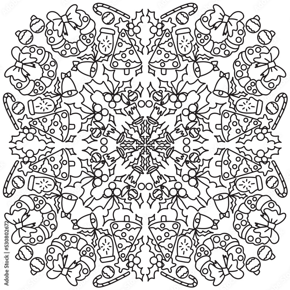 Circle shape coloring page. Black and white print for coloring book ...