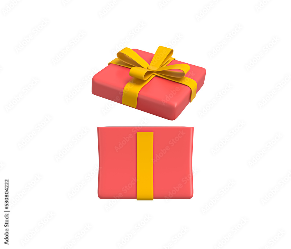 Gift box 3D icon. Closed red color gift box. Flying modern holiday ...