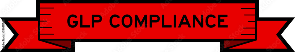 Red color ribbon label banner with word GLP (Abbreviation of Good ...