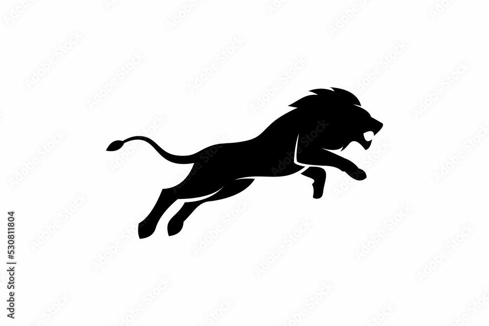 lion jump logo icon designs vector black illustration Stock ...