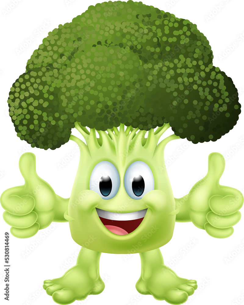A broccoli vegetable cartoon character emoji emoticon mascot Stock ...