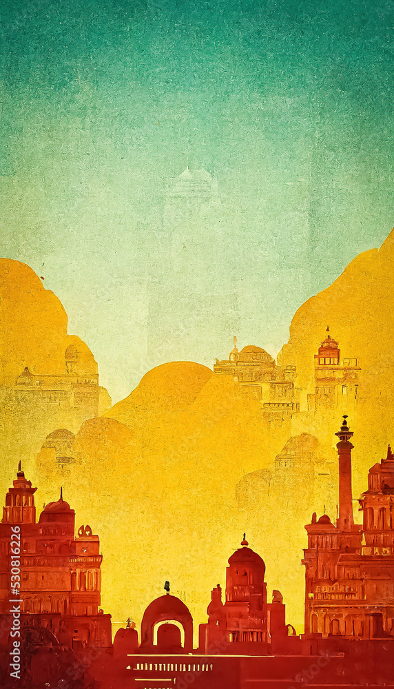 Vintage and touristic poster about India and the history of its ...