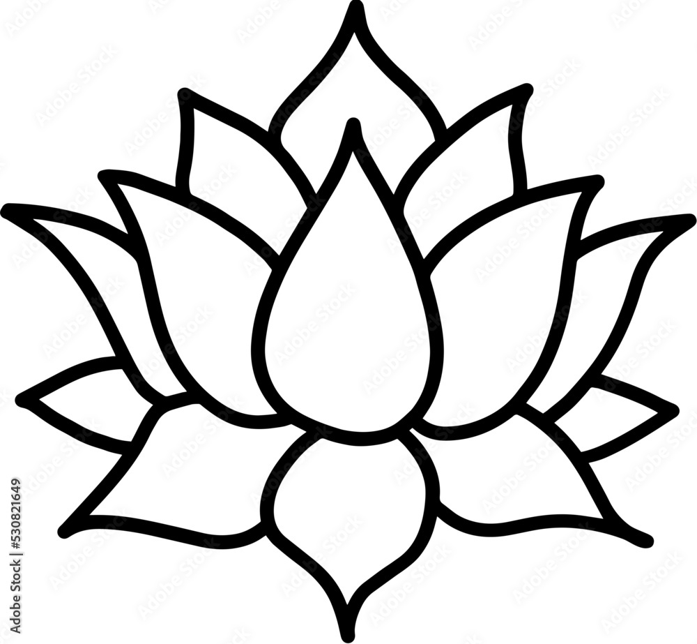 simple lotus flower line drawing outline Stock Vector | Adobe Stock