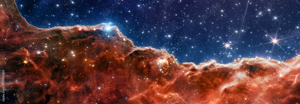Carina Nebula. Star-forming region in the deep space. Gas accumulations ...