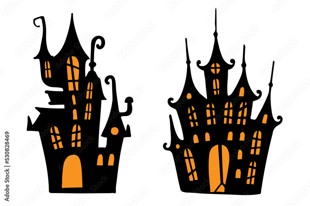 Halloween castle isolated with transparent background. The clip art of ...