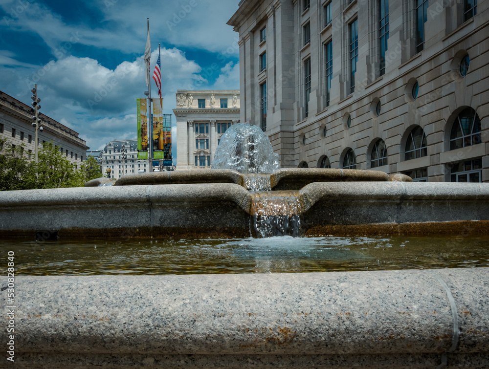 Washington DC fountain, surrounded by neoclassical architecture Stock ...