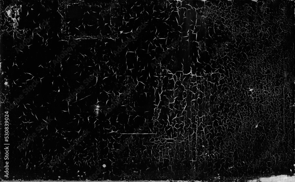 Foto de Wall surface imperfection, cracked paint with leaks, grunge map ...