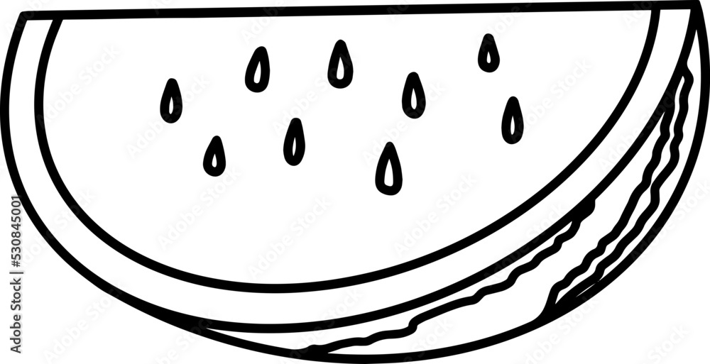 watermelon fruit line drawing outline Stock Vector | Adobe Stock