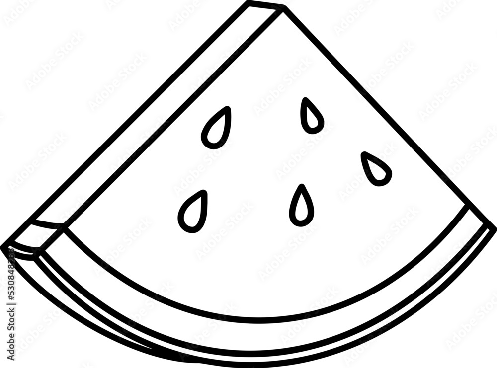 watermelon fruit line drawing outline Stock Vector | Adobe Stock