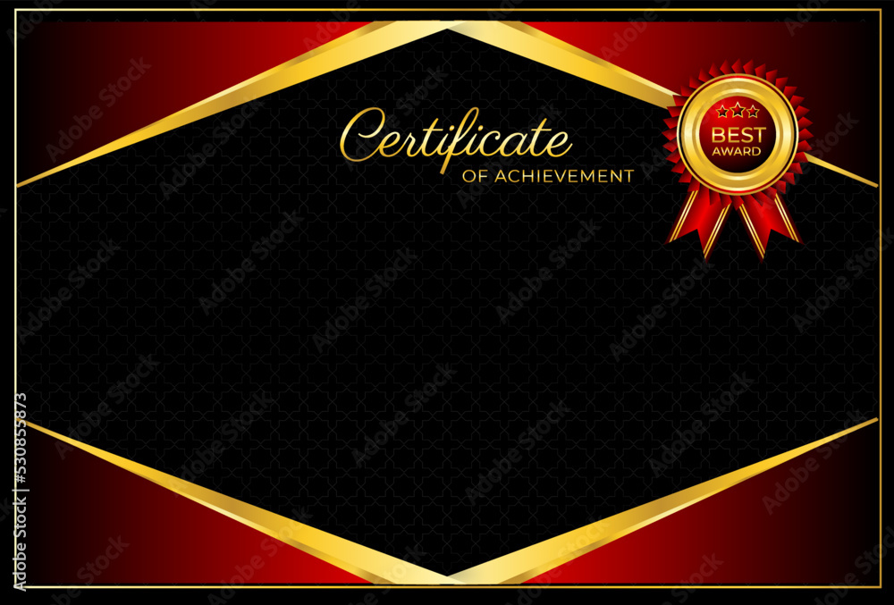Golden red gradient elegant certificate template design Stock Vector ...