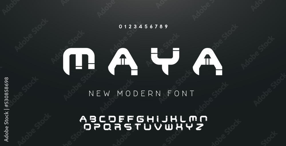 MAYA Sports minimal tech font letter set. Luxury vector typeface for ...