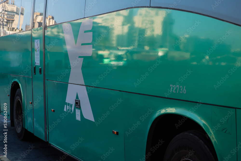 Rishon Lezion / Israel – 09.14.2022. Israel Green Autobus Egged company ...