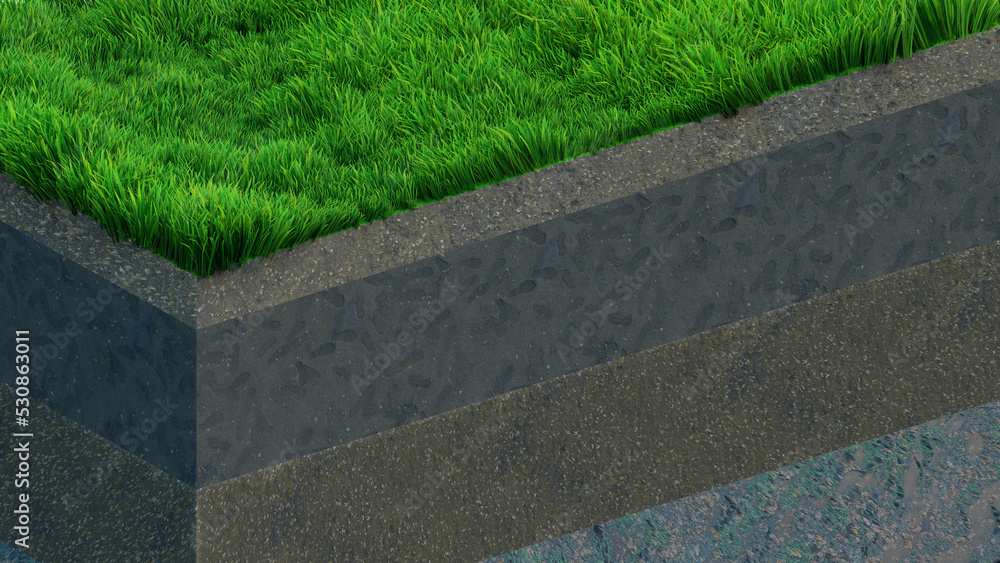Soil Profile with realistic grass AI generated Stock Illustration ...