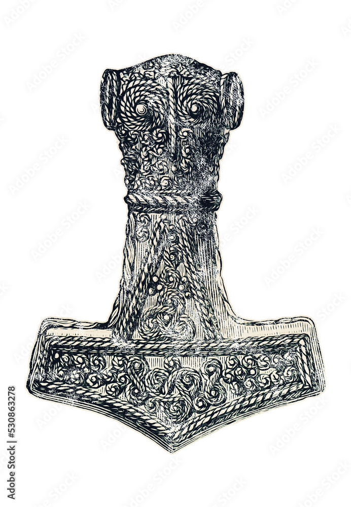 Plakát Thors hammer, Triquetra, Mjolnir, Norse mythology, viking ...