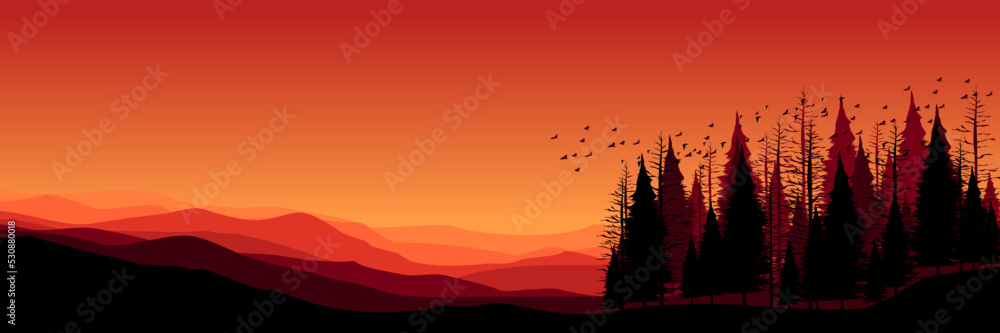 sunrise mountain view landscape vector illustration good for wallpaper ...