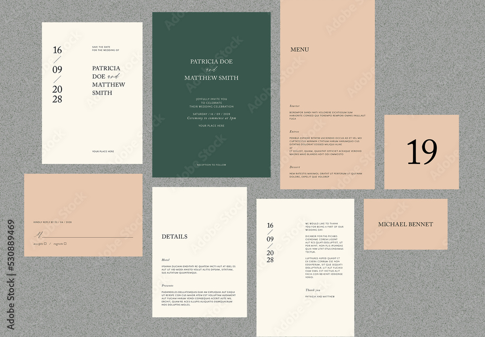 Minimal Wedding Suite Layout Stock Template | Adobe Stock