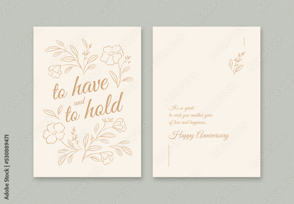 Floral Anniversary Card Layout Stock Template | Adobe Stock