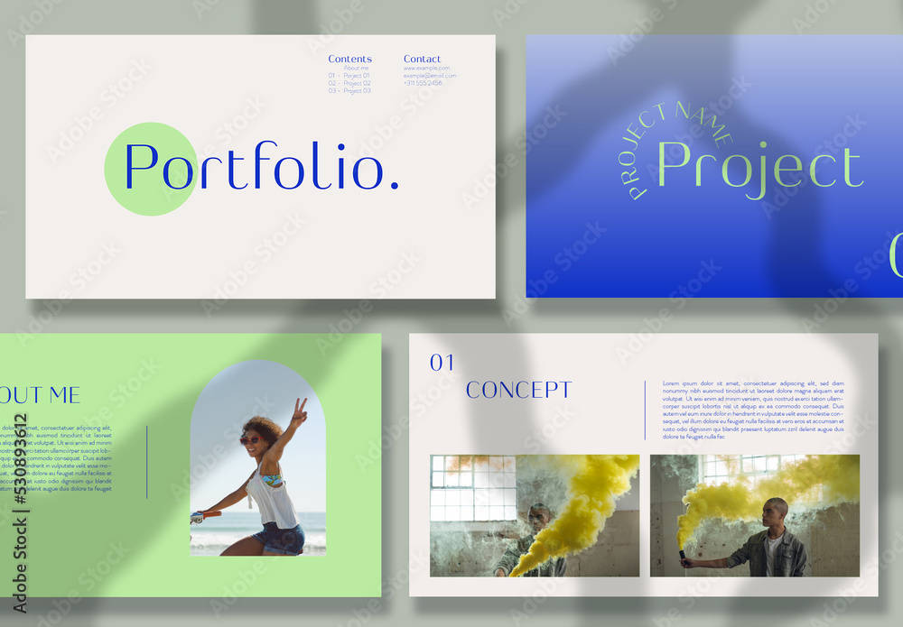 Blue and Green Portfolio Stock Template | Adobe Stock