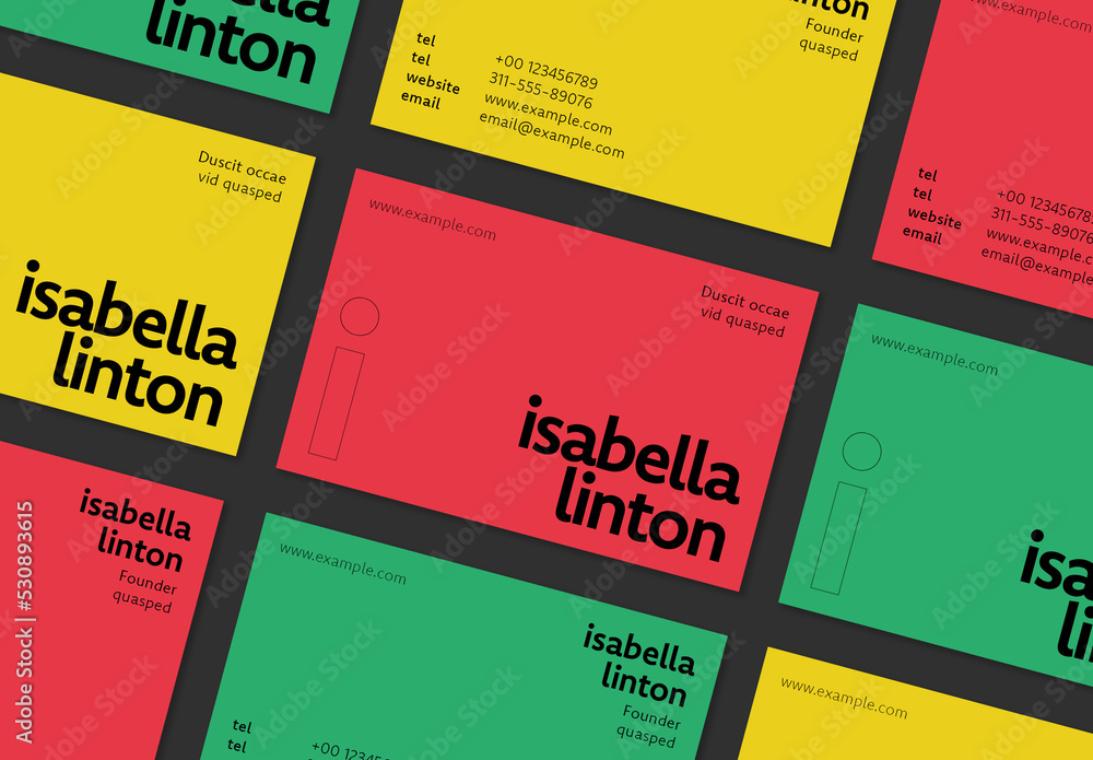 Bold Colorful Business Card Layout Design Stock Template | Adobe Stock