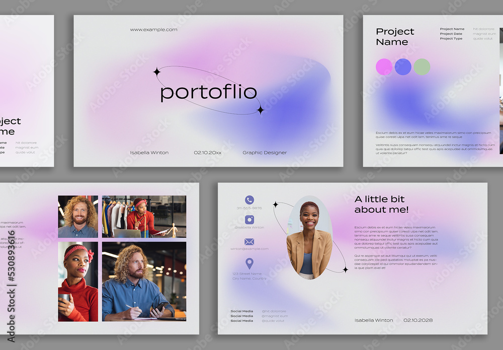 Pink Portfolio Layout Design Stock Template | Adobe Stock