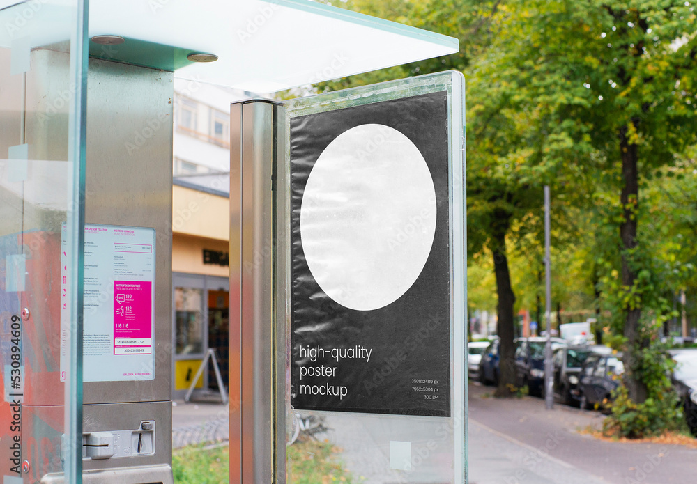 Bus Stop Outdoor Advertisement Poster Mockup Stock Template | Adobe Stock