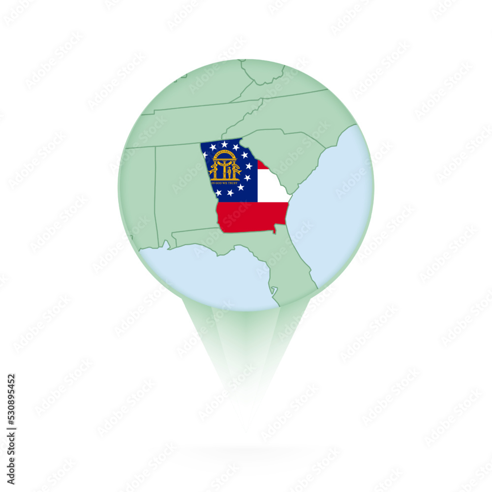 Georgia map, stylish location icon with Georgia map and flag. Stock ...