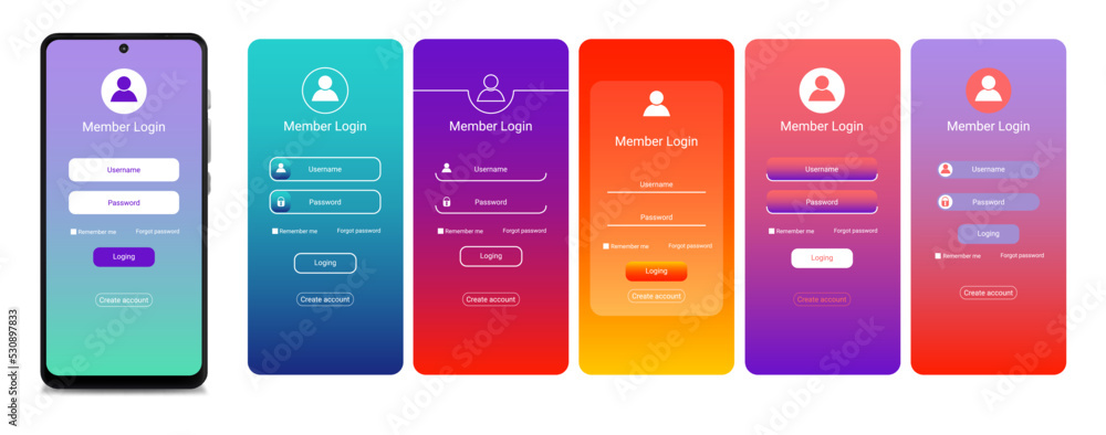 Realistic Detailed 3d Mobile Phone Screen with Login Form Template ...
