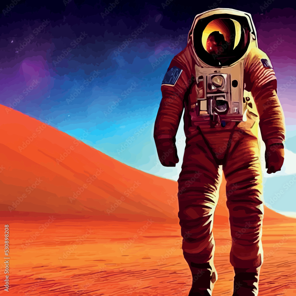 Astronaut explores space being desert mars. Astronaut space suit ...