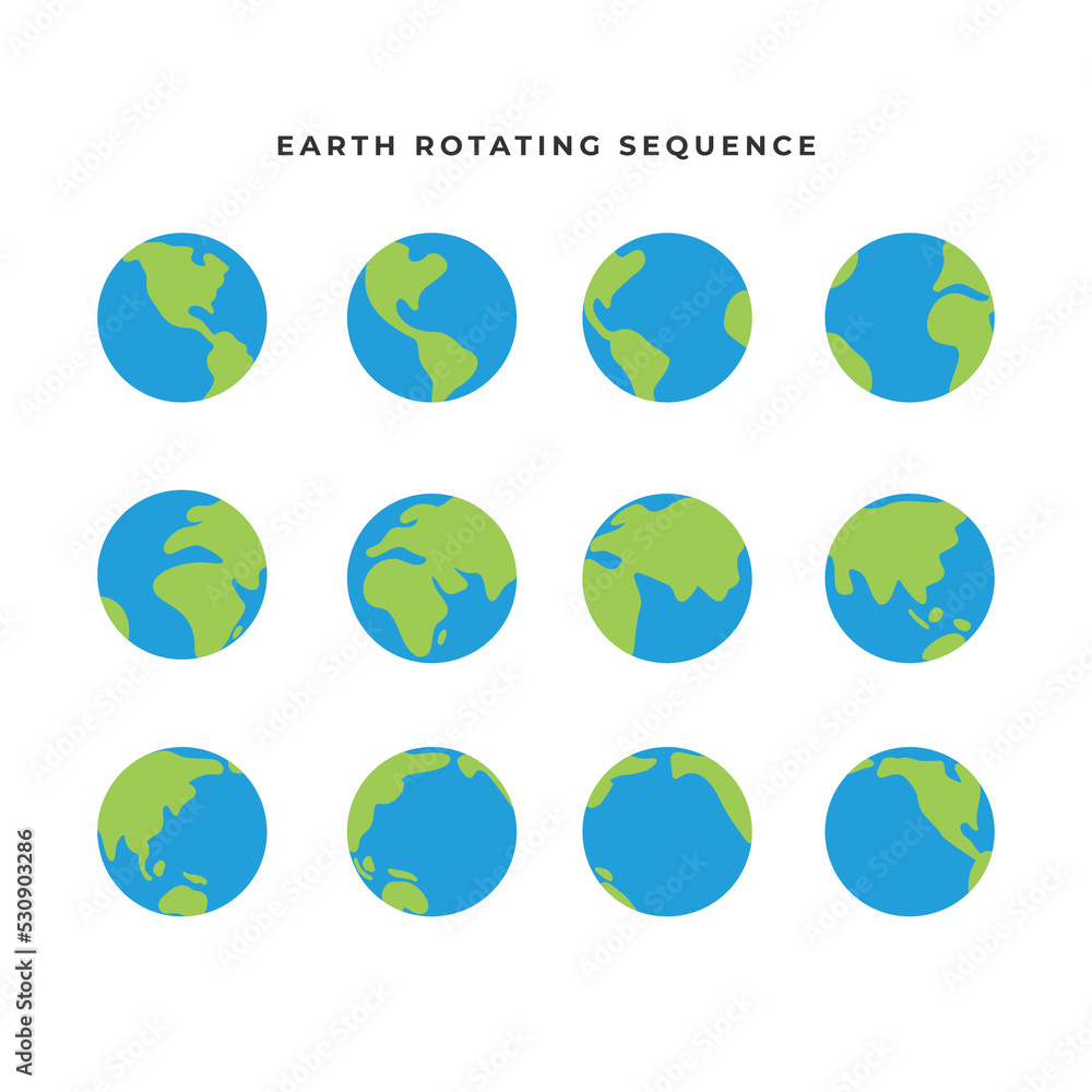 Earth Rotation Sequence. Animated Gif. Earth isolated on white. EPS ...