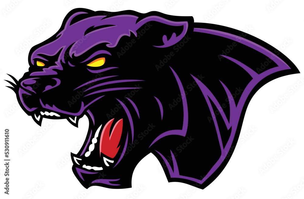 Vector Cartoon Black Panther Head Stock Vector | Adobe Stock