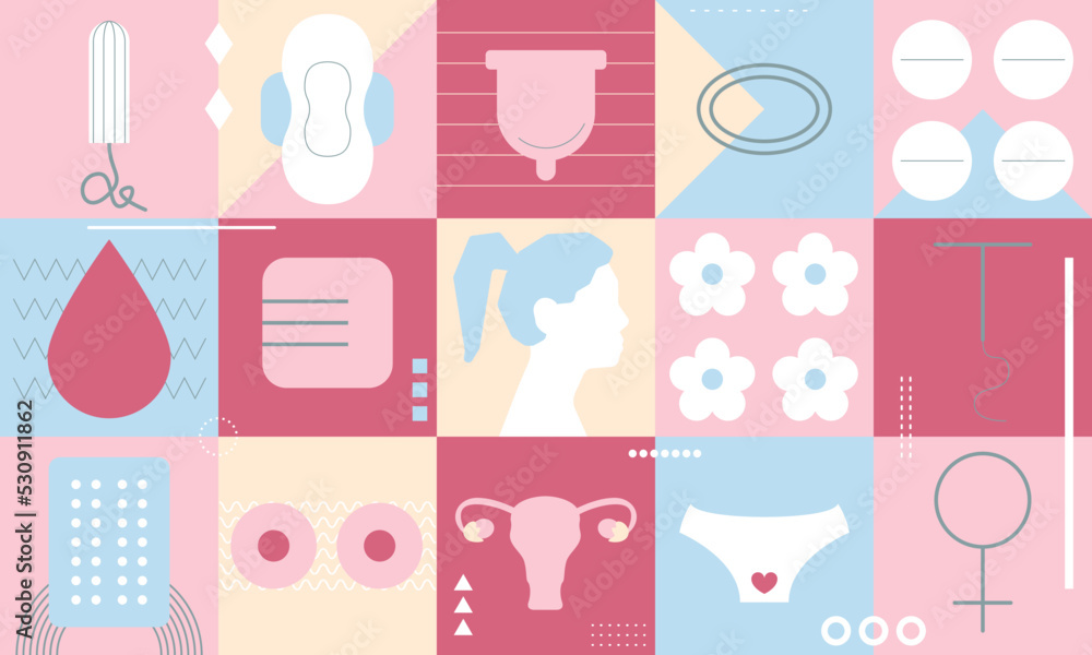 Period days. Feminine hygiene products. Menstrual cycle and menstrual ...