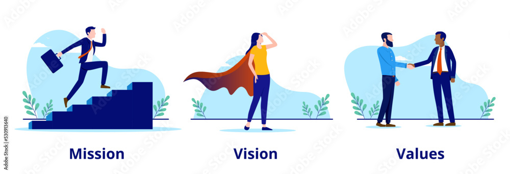 Mission vision values vector collection - Three business strategy ...
