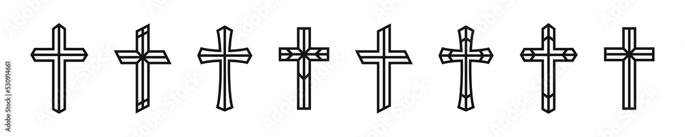 Christian cross icons. Cross signs. Cross shapes collection. Vector ...