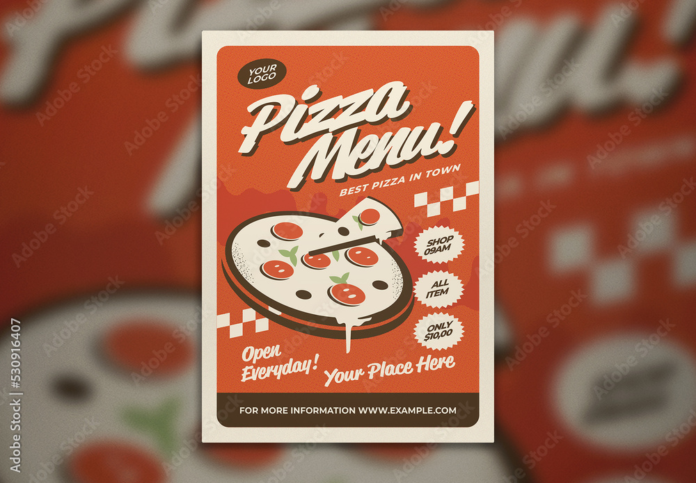 Vintage Pizza Menu Flyer Stock Template | Adobe Stock