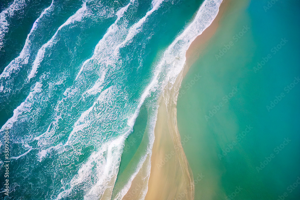 Sea and beach aerial view, Top view, amazing nature background. A ...