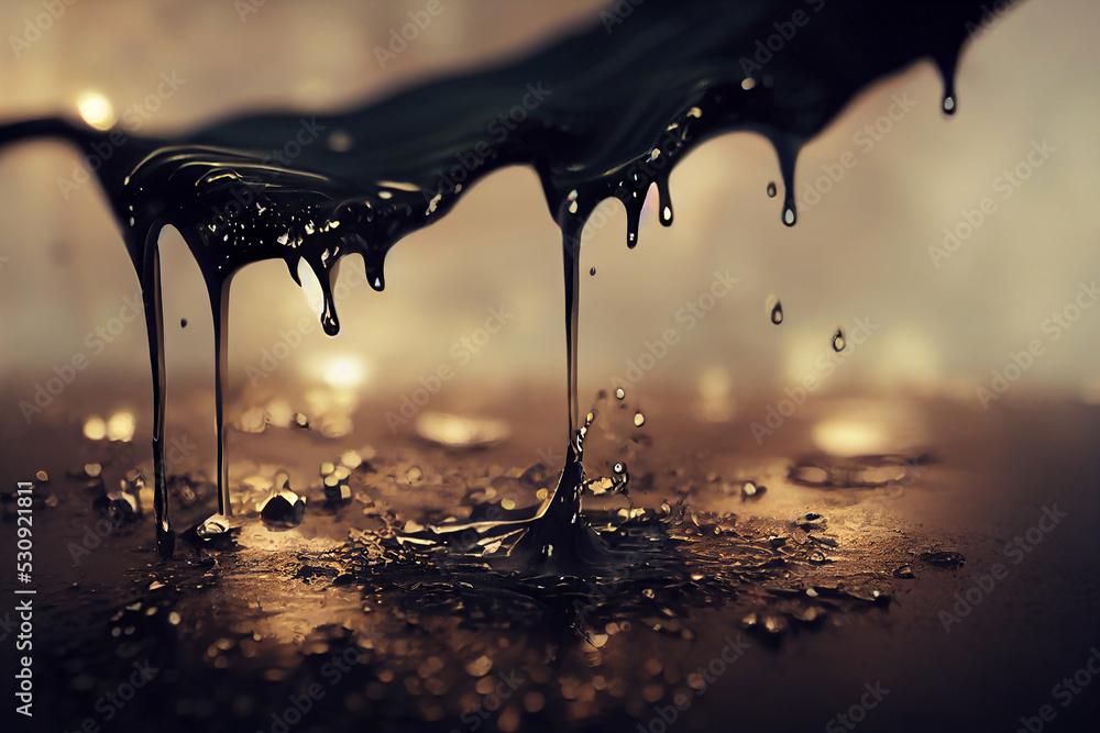 dark substance flowing and gooey. strange and horror Close up view. 3d ...