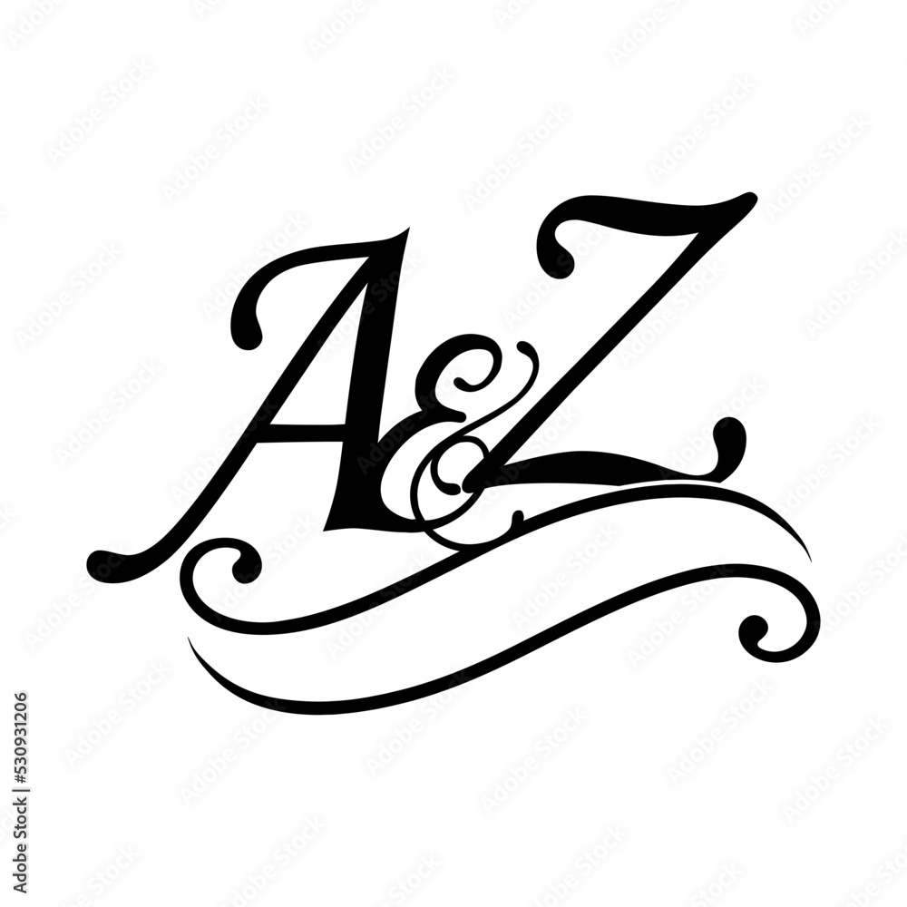 za, az, Calligraphic signature icon. Wedding Logo Monogram. modern ...