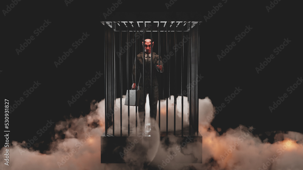 Red devil wearing suit holding briefcase, Actor who is a young ...