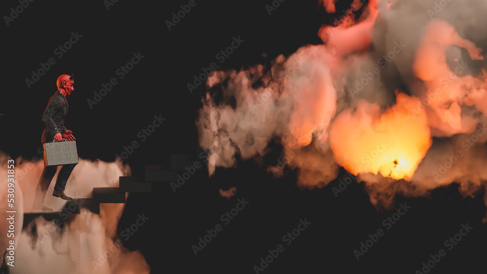 Red devil wearing suit holding briefcase, Actor who is a young ...